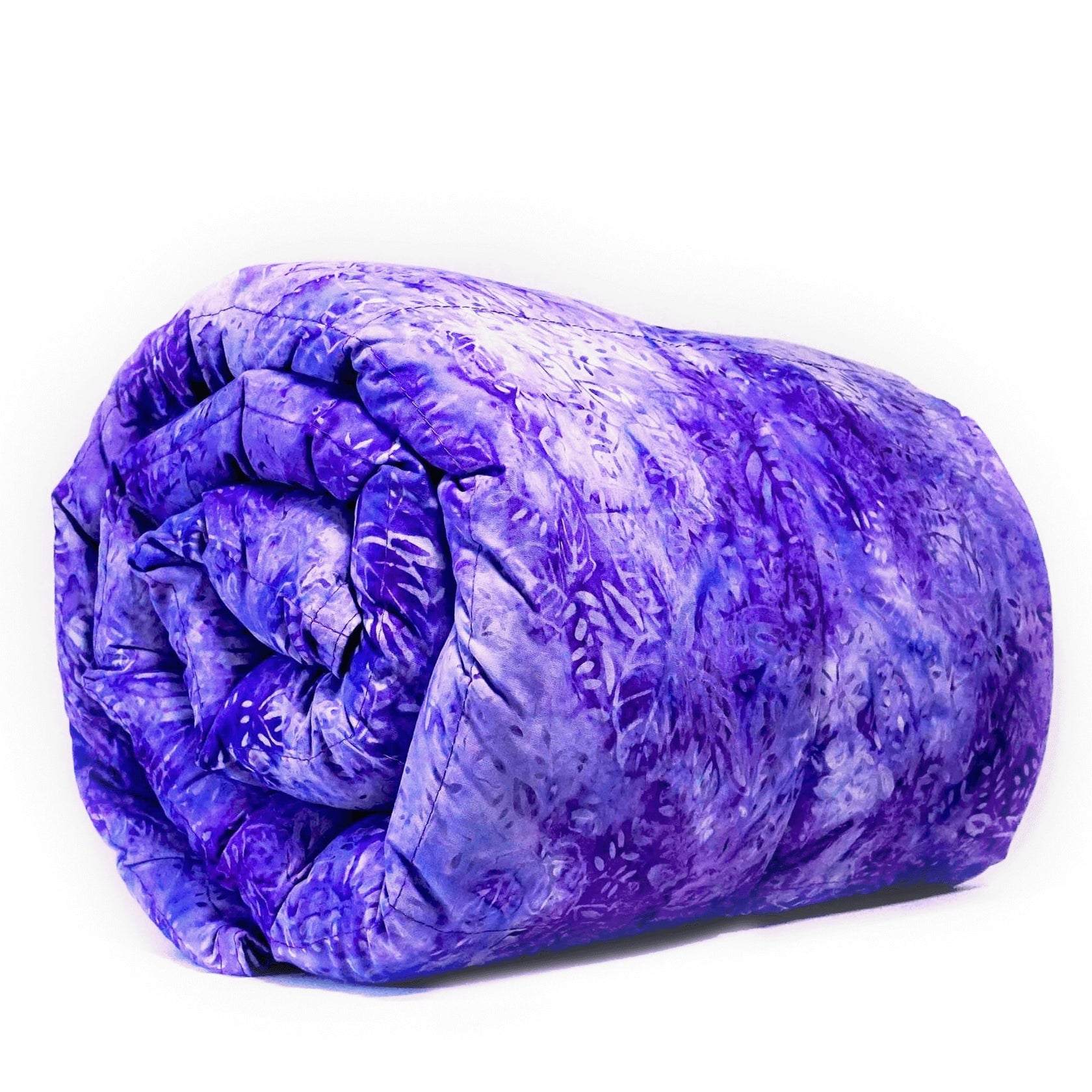 Purple Bloom Cotton Weighted Blanket in a Hand-Printed Batik Design